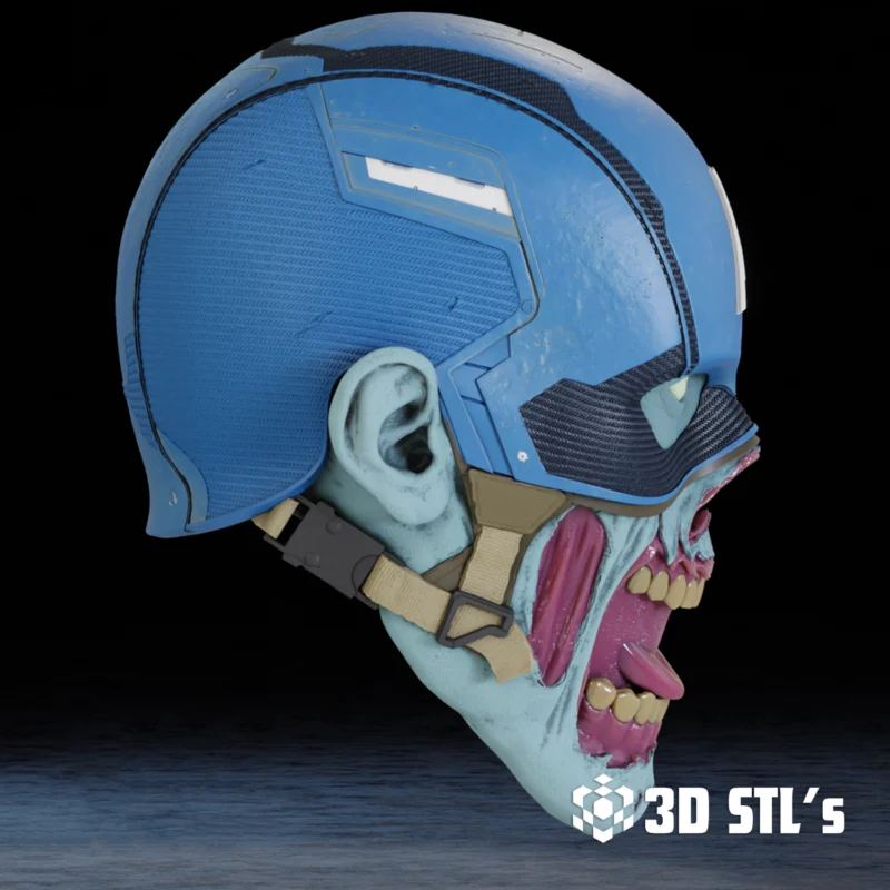 Zombie Captain America Helmet STL File 3D Printing Epic Model - 3D STLs